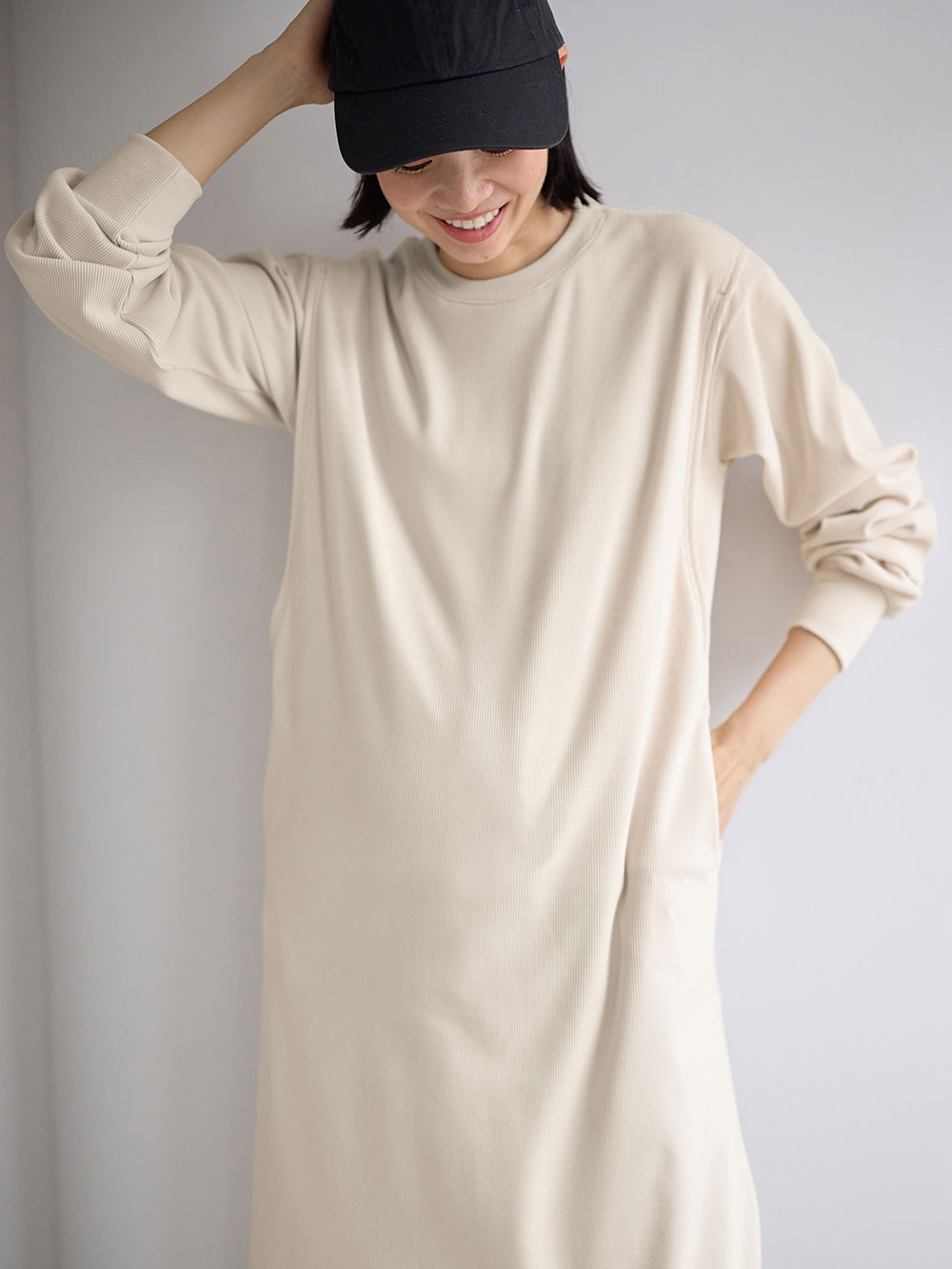 ストレッチリブAラインワンピース マタニティ・授乳服【出産後も ストレッチリブAラインワンピース マタニティ・授乳服【出産後も