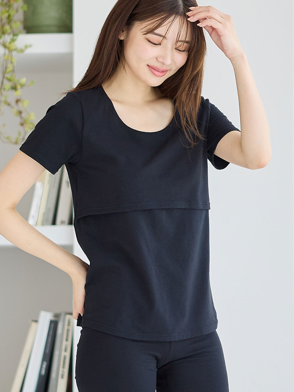 【リラクゼーションウェア】冷え対策 保温＆リカバリーサポート momRest 半袖Tシャツ efe×ANGELIEBEコラボ 光電子 日本製 | マタニティ 授乳 キャミソール(品番 ...