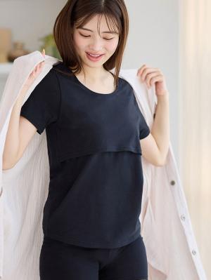 【リラクゼーションウェア】冷え対策 保温＆リカバリーサポート momRest 半袖Tシャツ efe×ANGELIEBEコラボ 光電子 日本製 | マタニティ 授乳 キャミソール(品番 ...